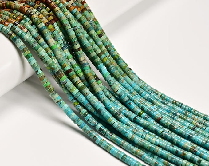 Gradient Natural Turquoise Heishi Disc Beads Size 2x4mm 15.5'' Strand ...