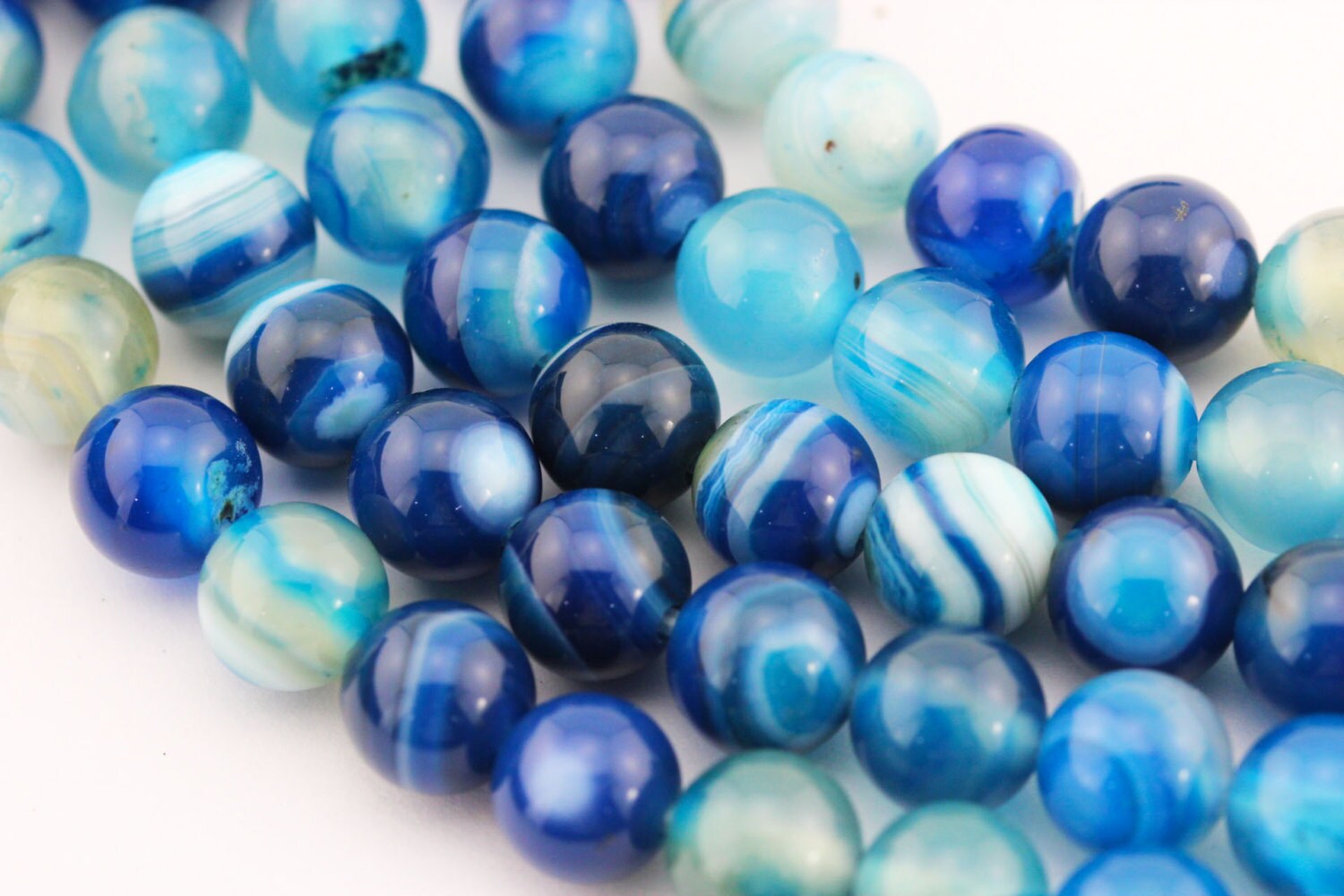 Blue Stripe Agate Smooth Round Beads 6mm 8mm 10mm 12mm | Etsy