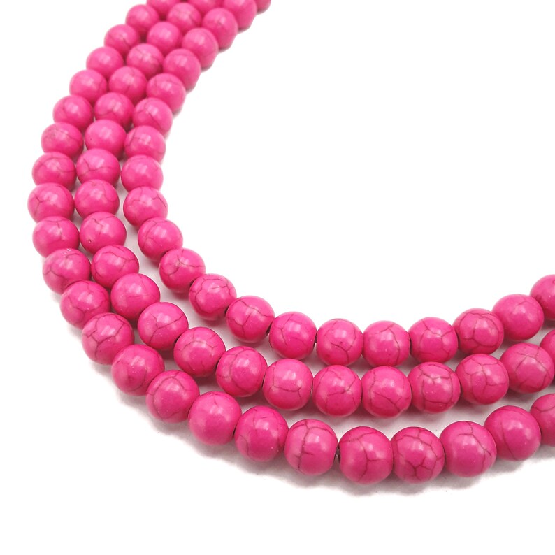 Pink Howlite Turquoise Smooth Round Beads Size 4mm 6mm 8mm - Etsy