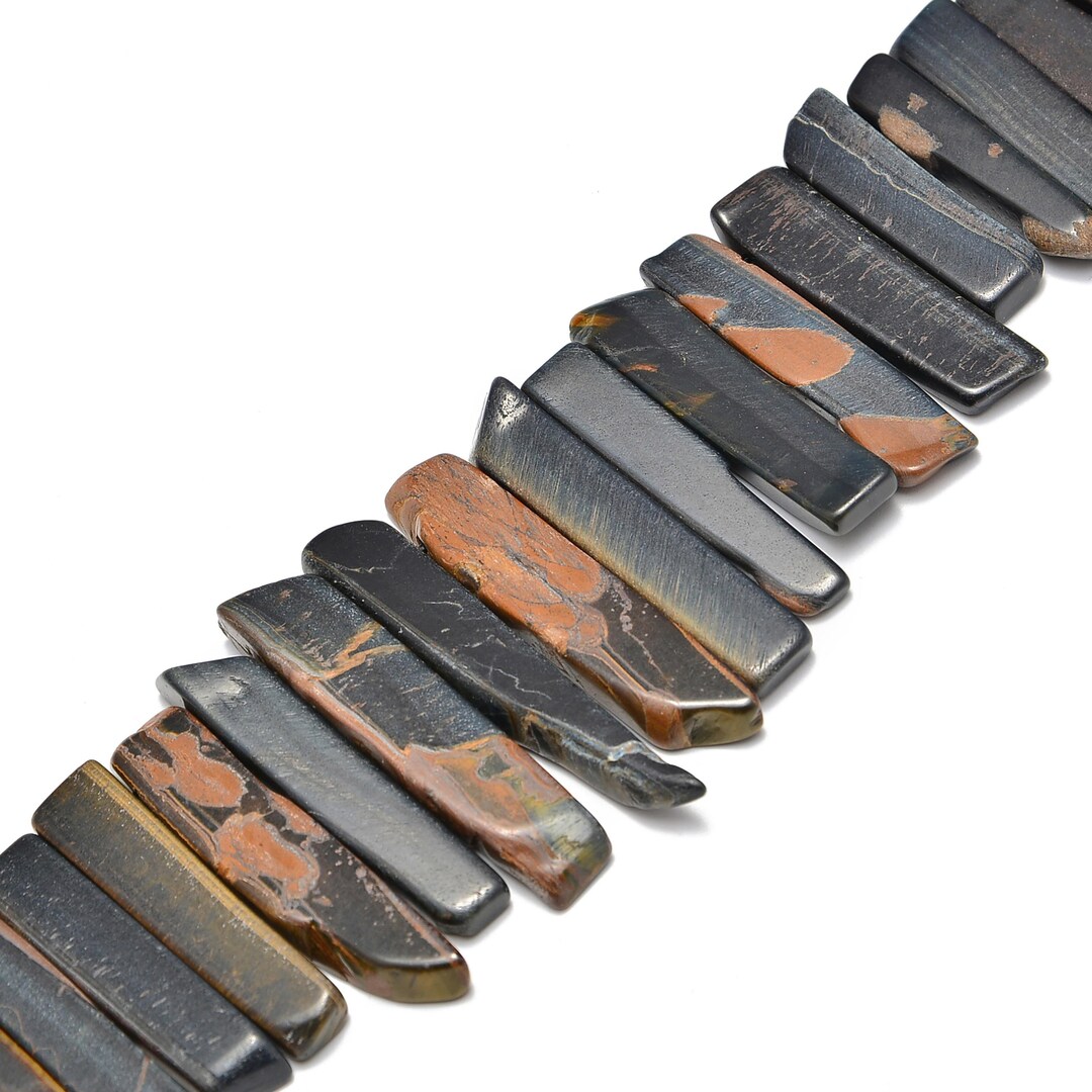 Blue Tiger Eye Graduated Slice Stick Points Beads 20-40mm 15.5" Strand ...