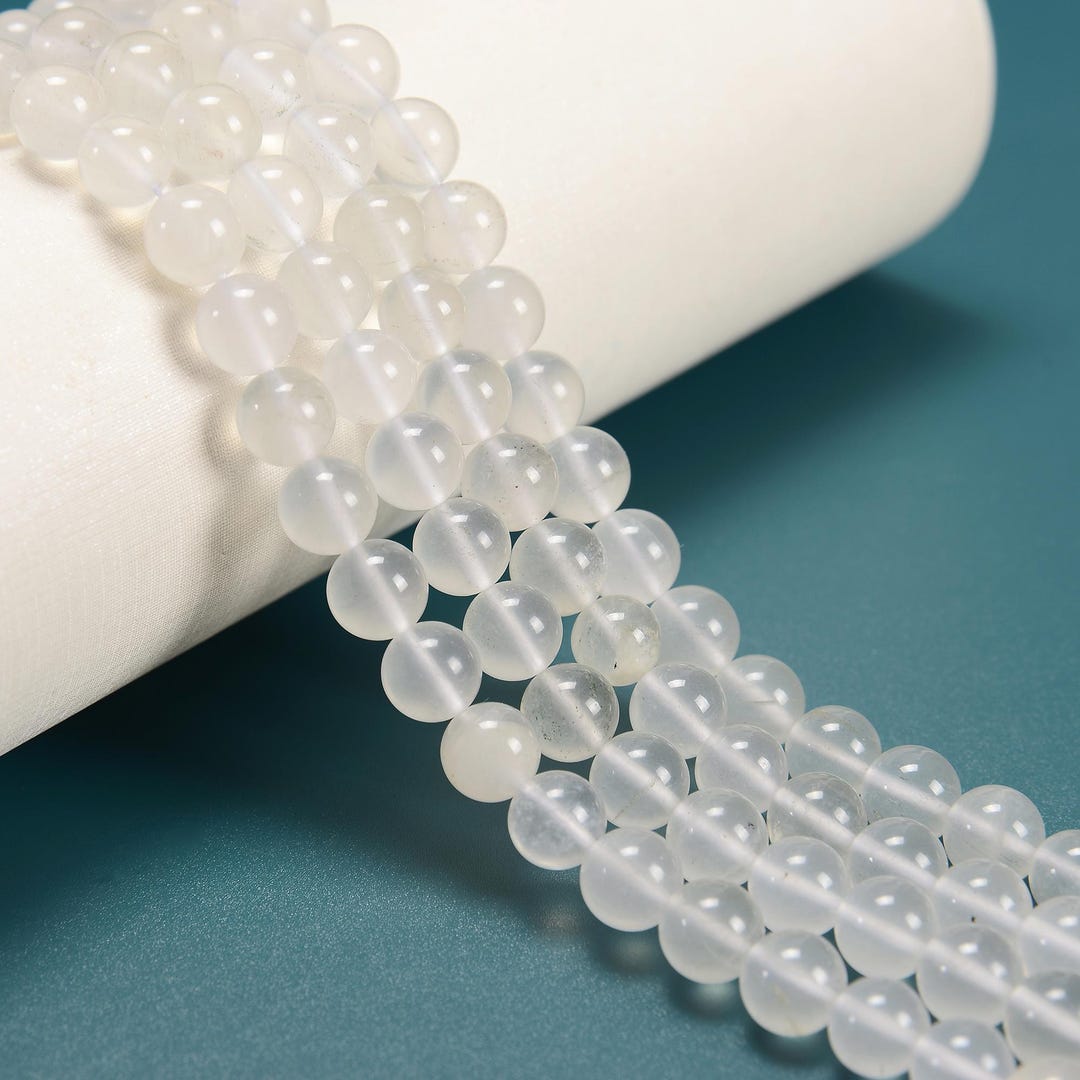 Natural Milky Quartz Smooth Round Beads Size 6mm 8mm 10mm 15.5'' Strand ...