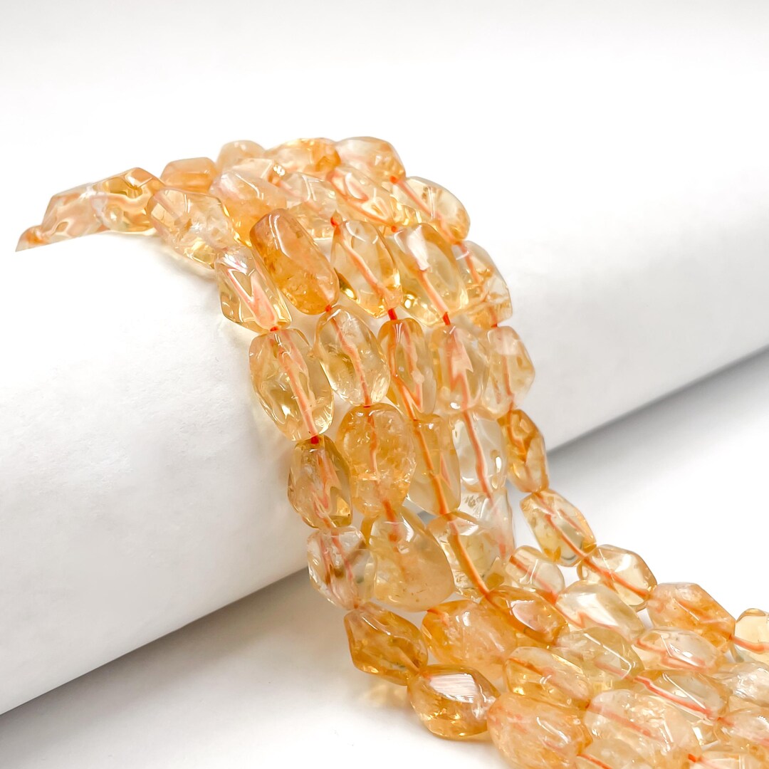 Natural Citrine Smooth Faceted Side Drilled Nuggets Approx. 8x12mm 15.5 ...