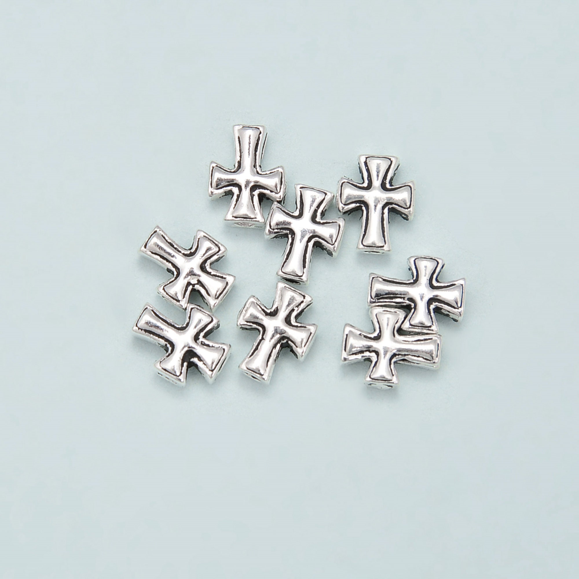 925 Sterling Silver Cross Beads Size 7.2x9mm 4pcs per Bag - Etsy