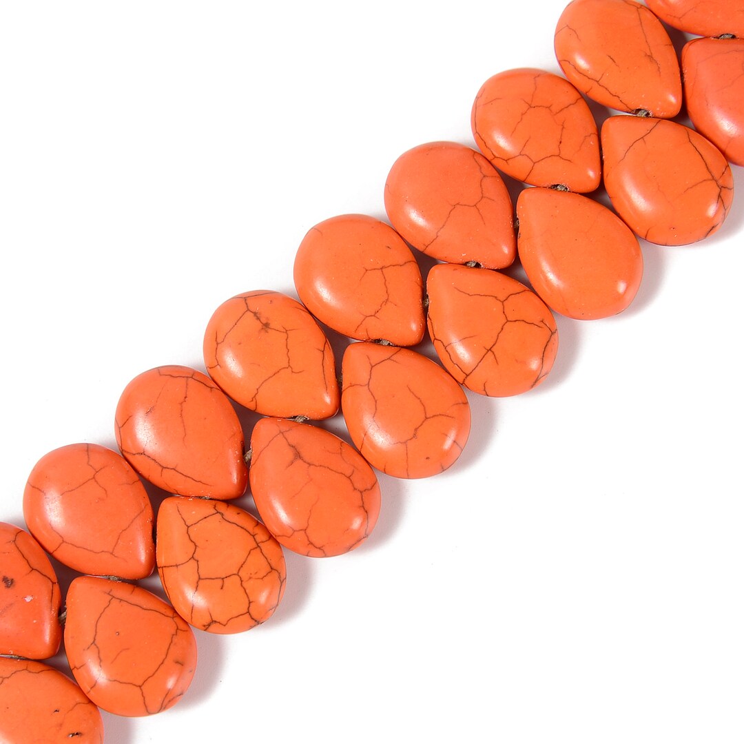 Orange Color Howlite Turquoise Top Drill Teardrop Beads Size 15x20mm 15 ...