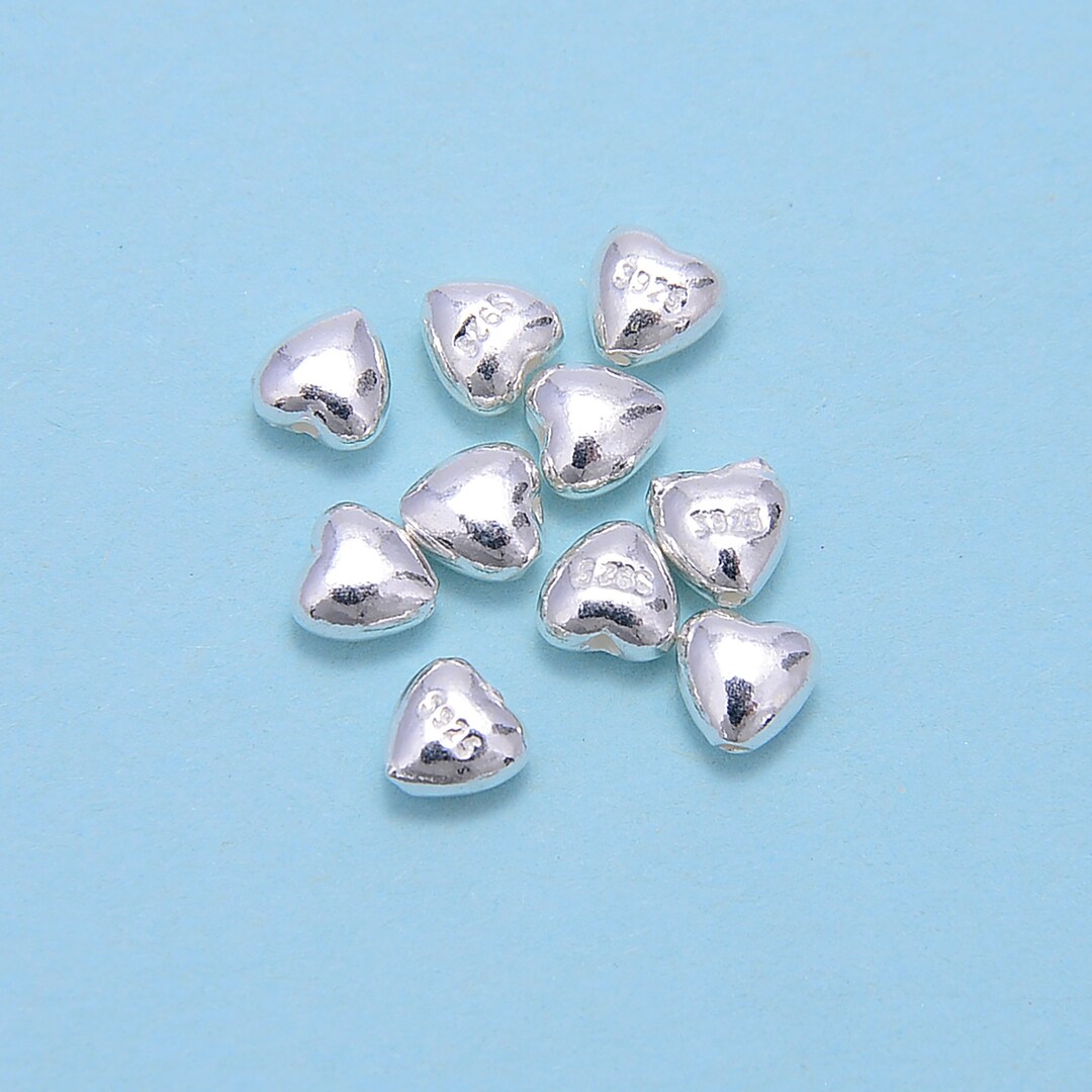 925 Sterling Silver Camber Heart Shape Beads Size 5mm 6 Pieces per Bag ...