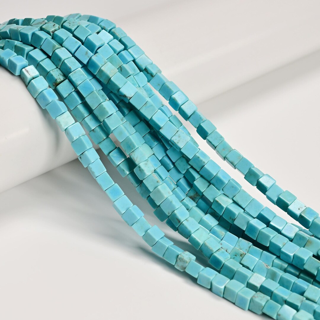 Blue Turquoise Cube Beads Size 4mm 15.5'' Strand - Etsy