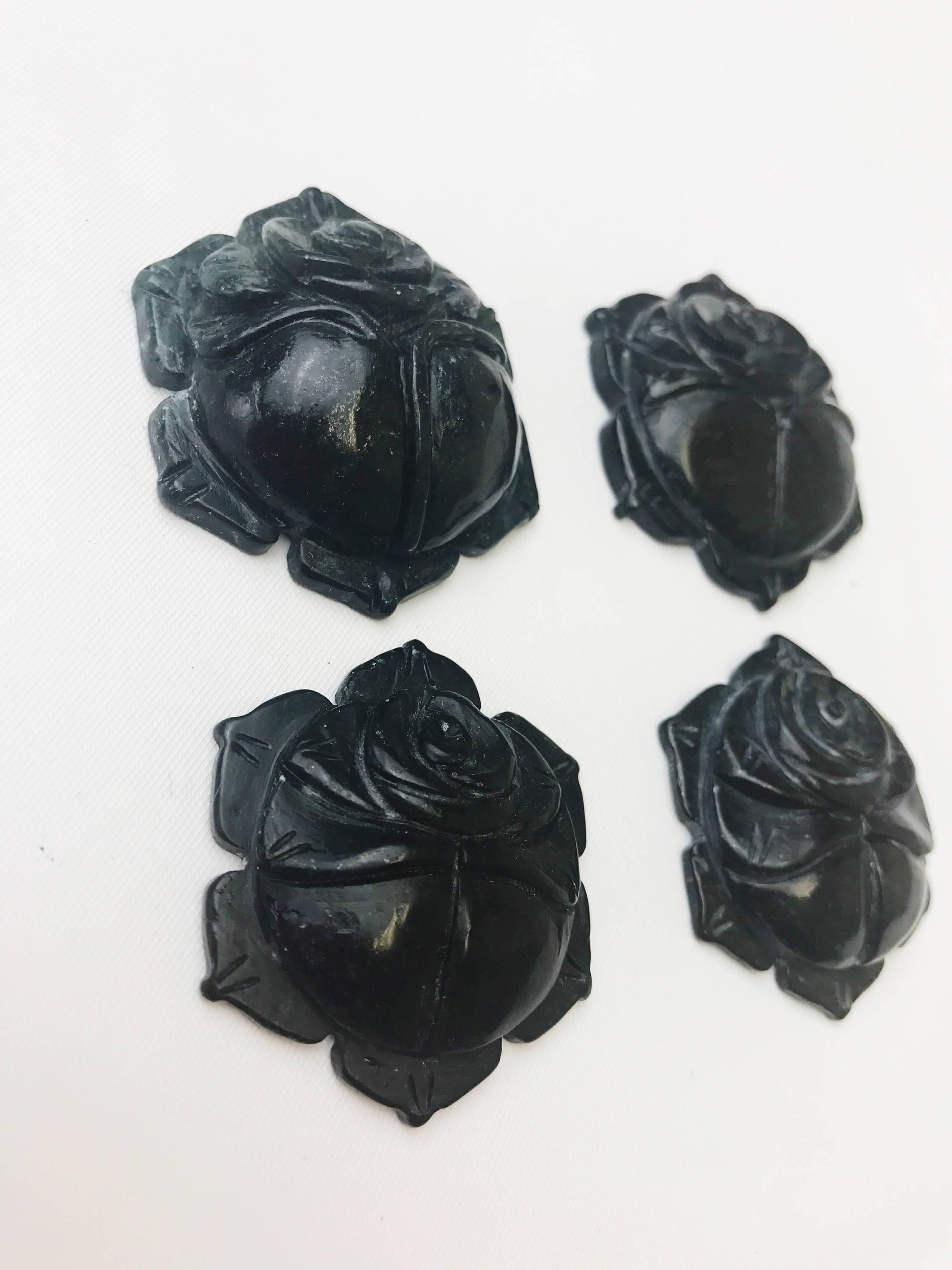 Hand Carved Black Jade Rose Pendant Size Approx 40mm Sold per - Etsy