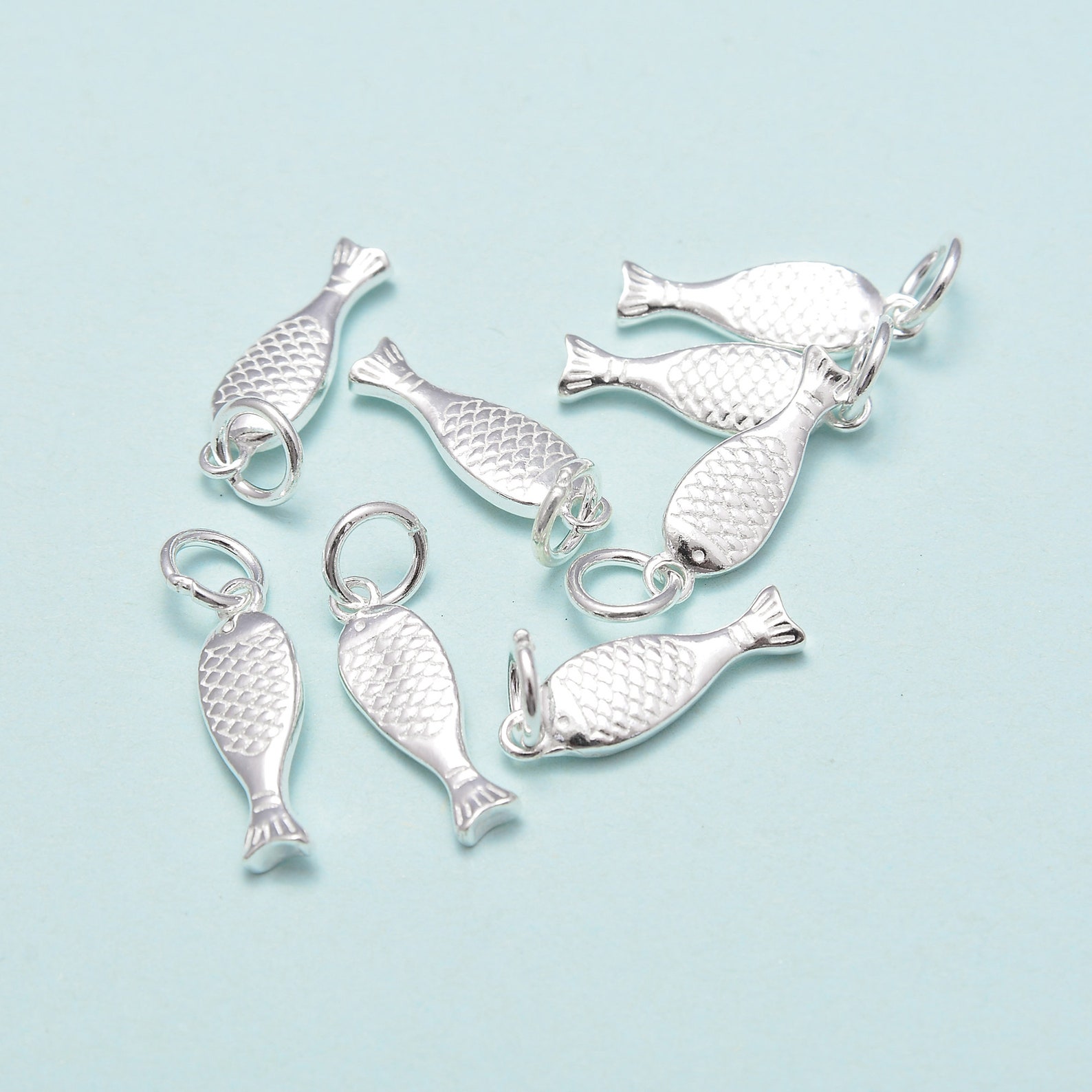 925 Sterling Silver Fish Charm Pendant Size 5x16mm 4pcs per - Etsy.de