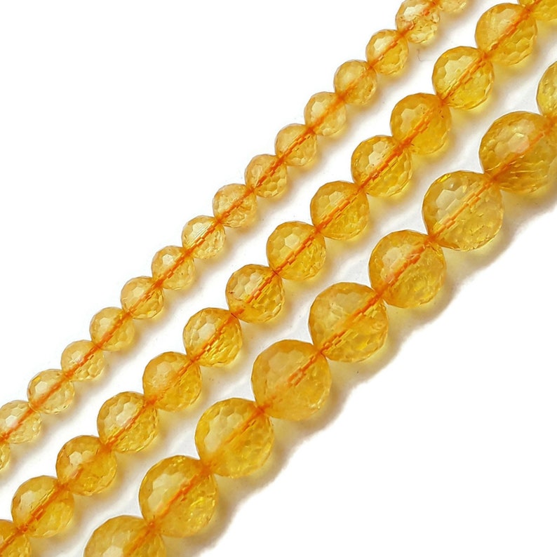 Natural Citrine Faceted Round Beads Size 6mm 8mm 10mm 15.5'' Strand - Etsy