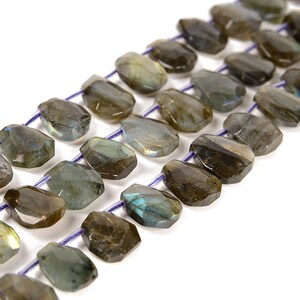 Natural Labradorite Faceted Trapezoid Shape Beads 10x12mm-12x15mm 15.5 ...