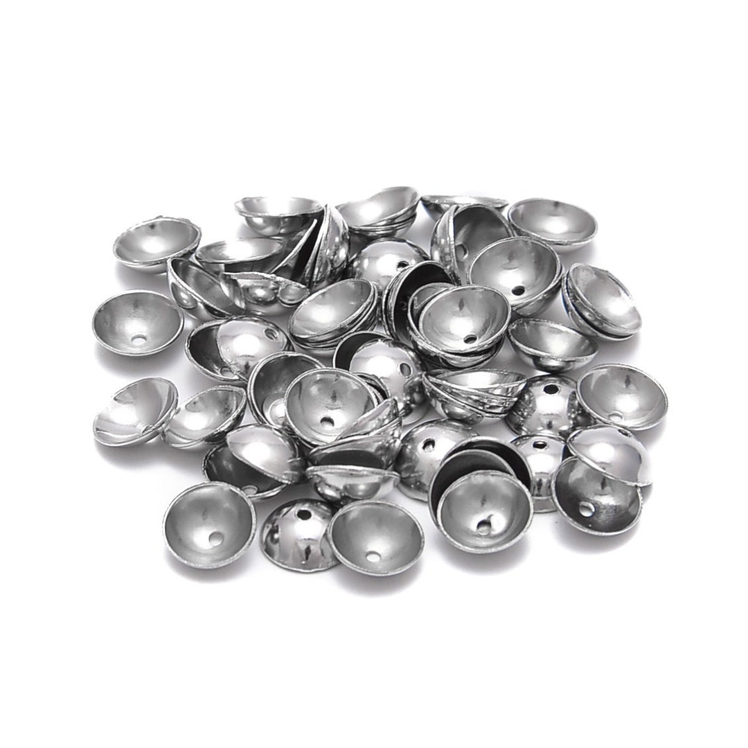 304 Stainless Steel 0.8mm Hole Bead Caps 5mm 120 Pieces per Bag - Etsy
