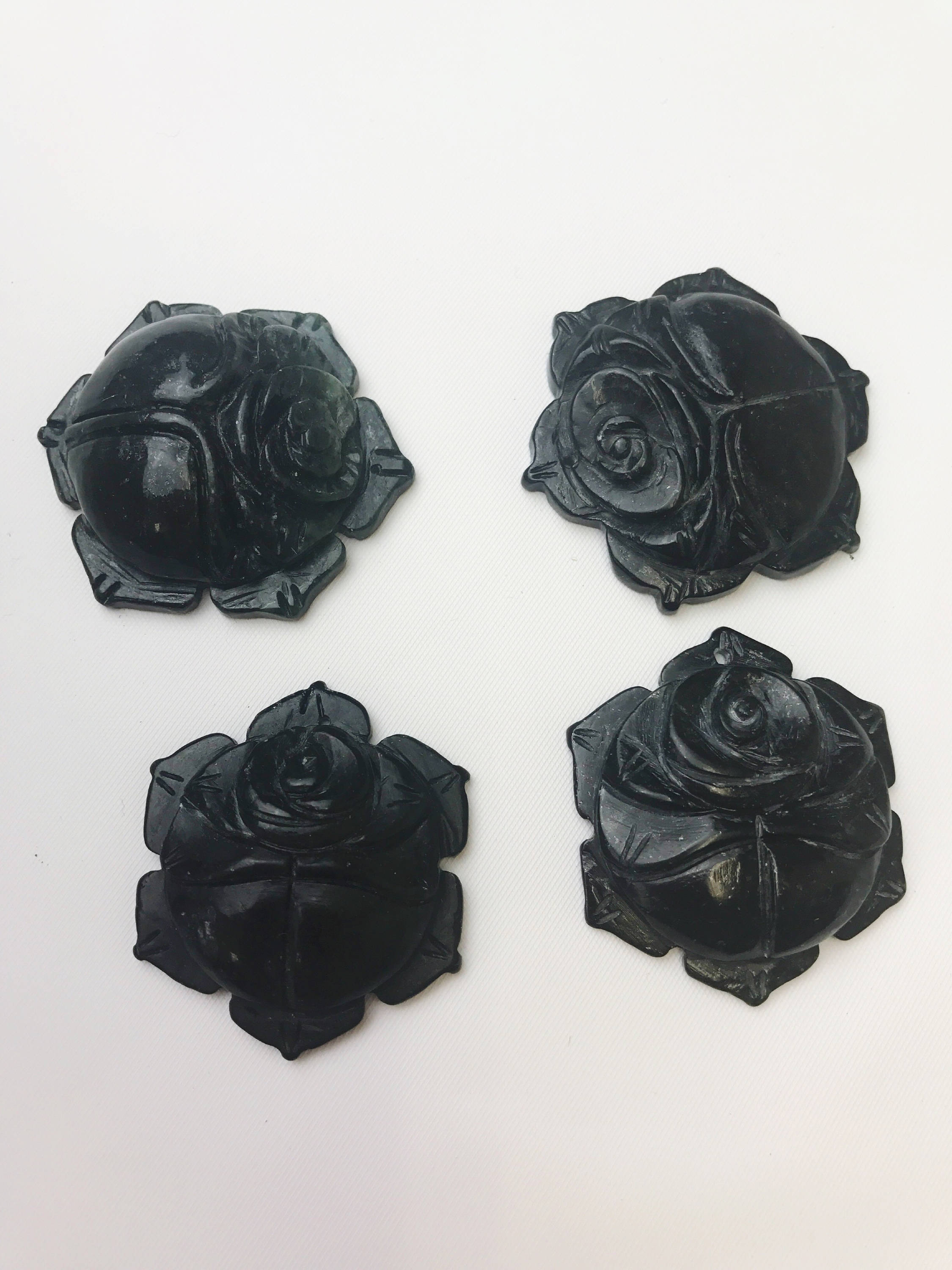 Hand Carved Black Jade Rose Pendant Size Approx 40mm Sold per - Etsy