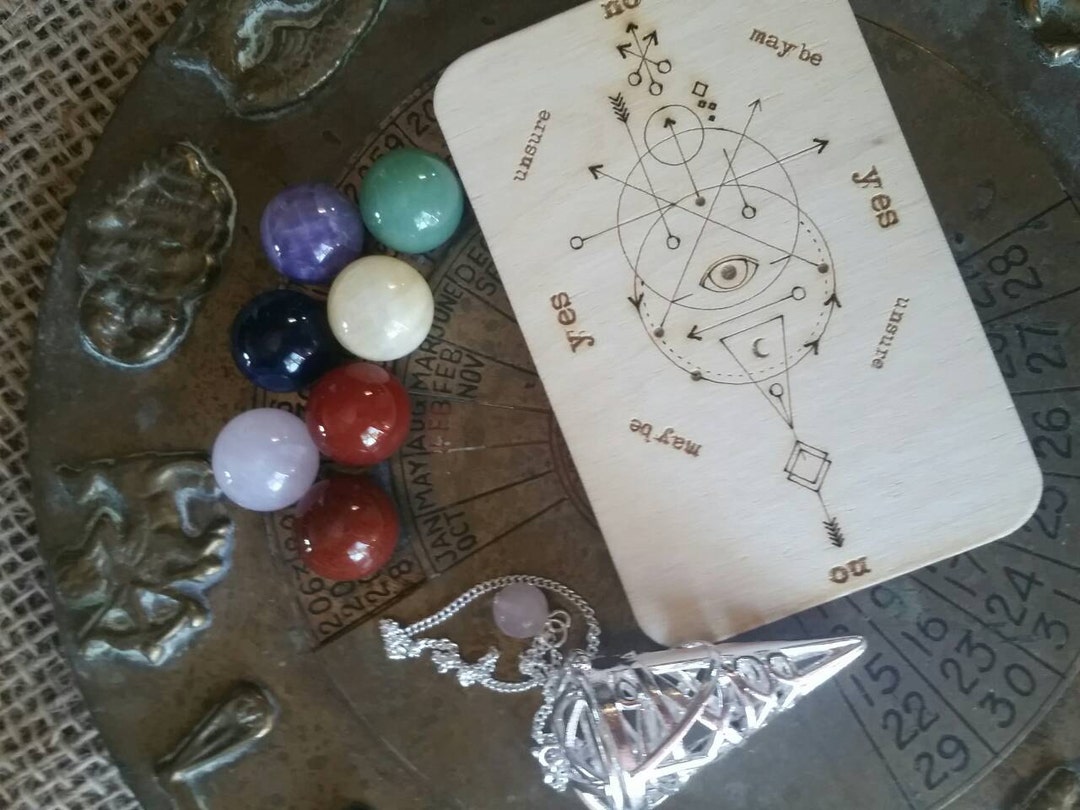 Chambered Pendulum Set With 7 Stone/crystal Spheres, Pentacle Pendulum ...