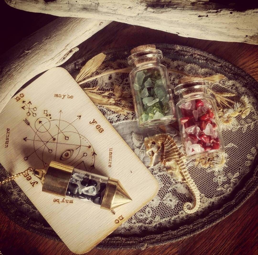 Pendulum Grid Board - Laser Etched Wood ... Etched Crystal Meditation ...
