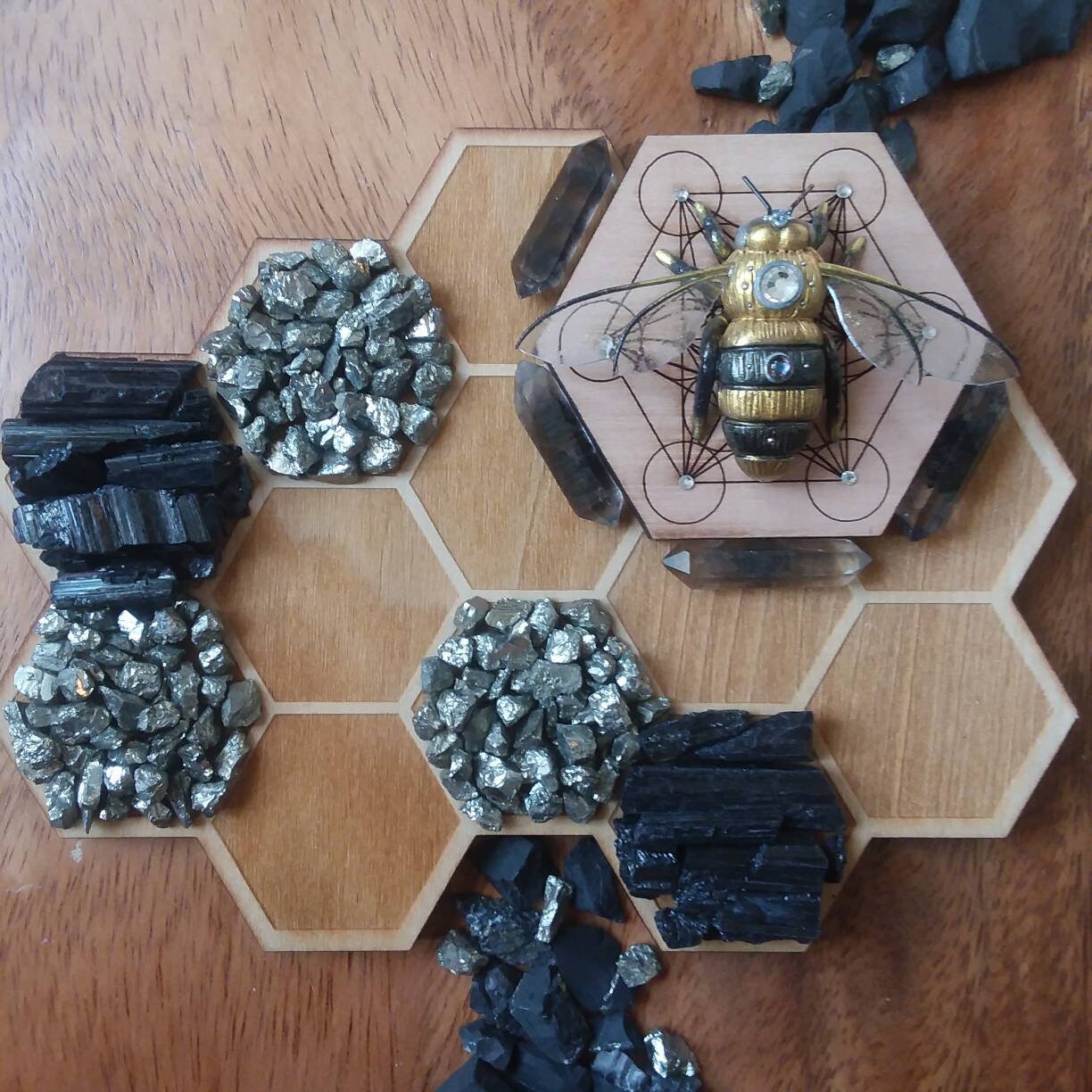 Honeycomb Laser Etched Wood Grid ... Bee Honeybee Hive Hexagon | Etsy