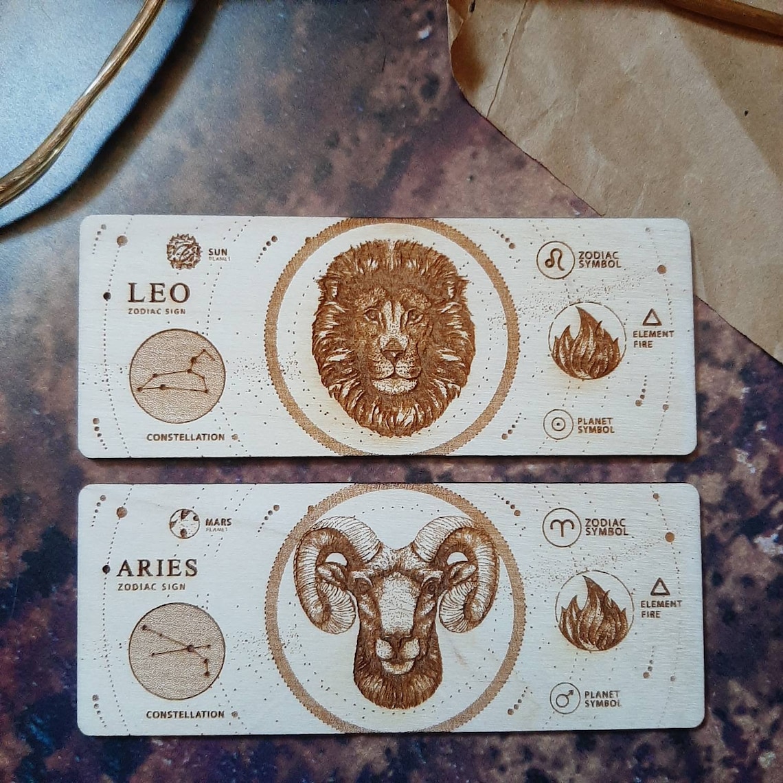 Zodiac Information Tiles Laser Cut Engraved Astrology Constellation Sun ...