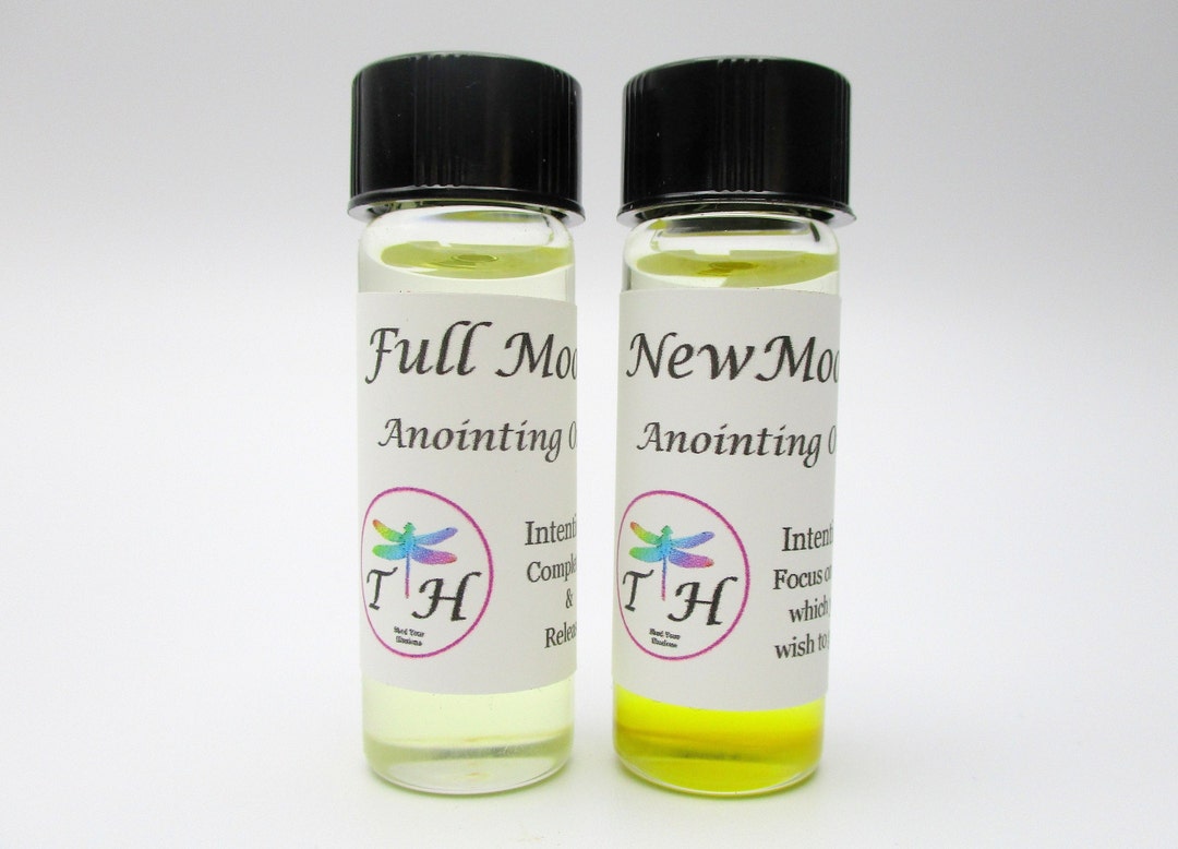 Moon Oil Set - Full Moon Oil and New Moon Oil, Lunar Ritual Anointing ...