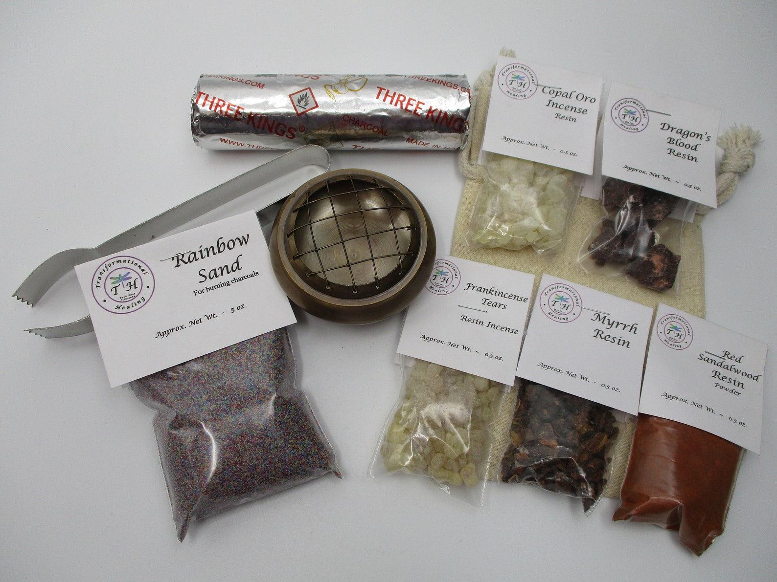 Incense Burning Kit Optional Resin Incense - Censer Charcoal Sand Tongs ...