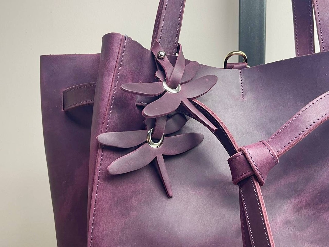 Set of 2 Leather Dragonfly Bag Charms: Personalized Handbag or Backpack ...