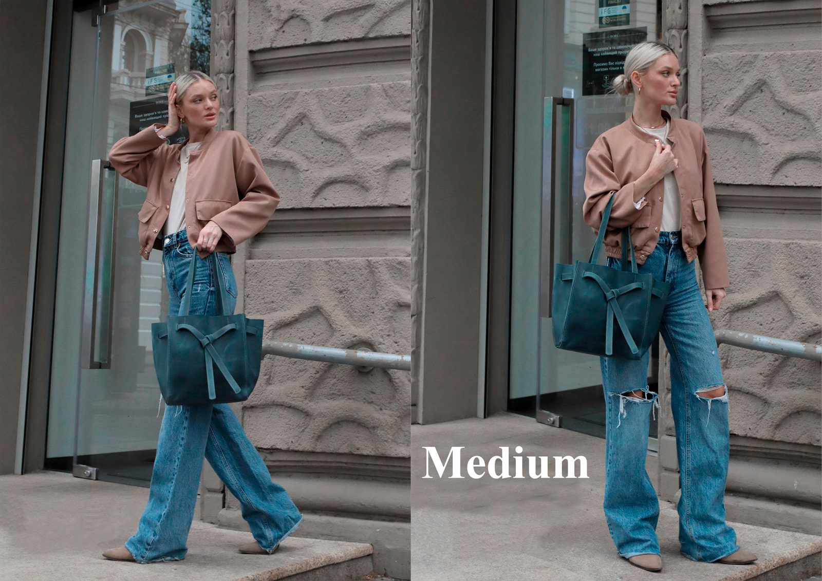 Medium Leather Tote - Shoulder Bag, Optional Crossbody Strap, Matte ...