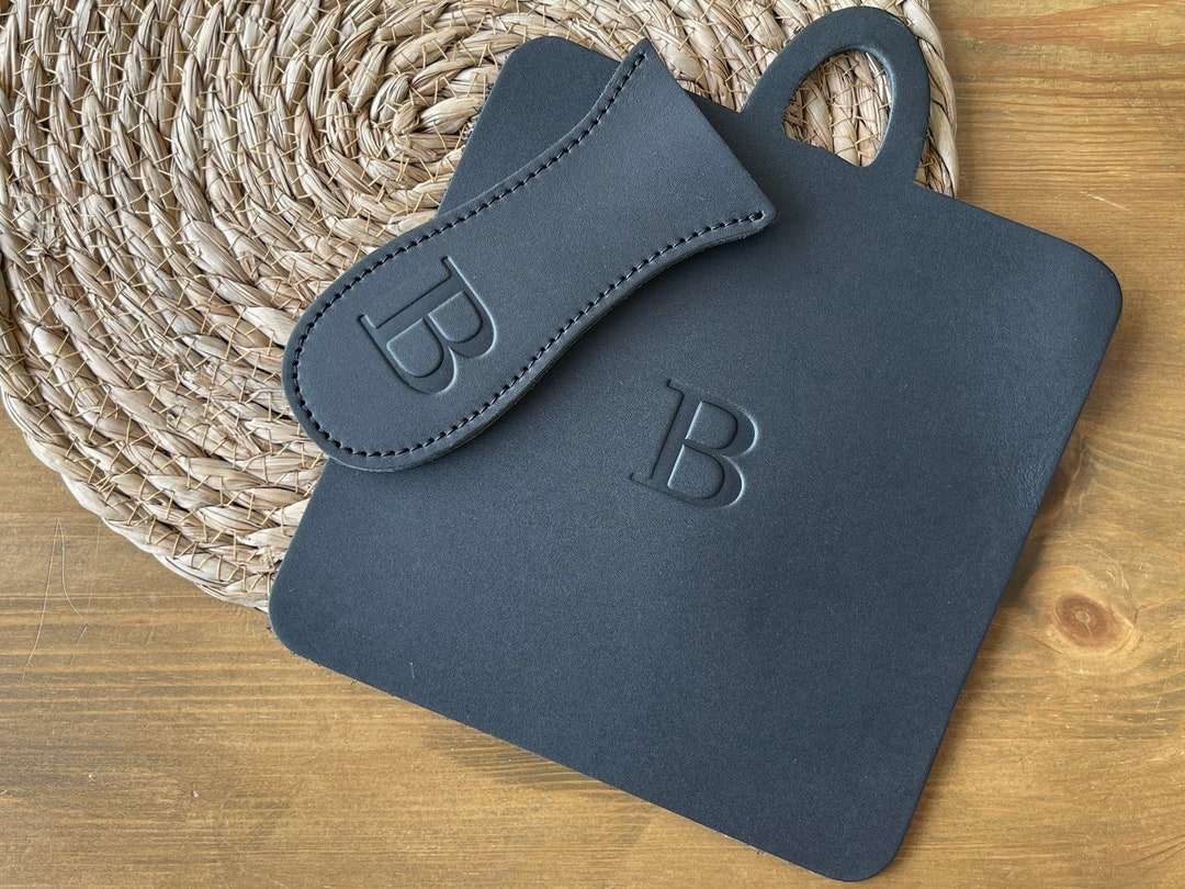 Personalized Leather Pot Holder & Handle Cover: Handmade Heat-resistant ...