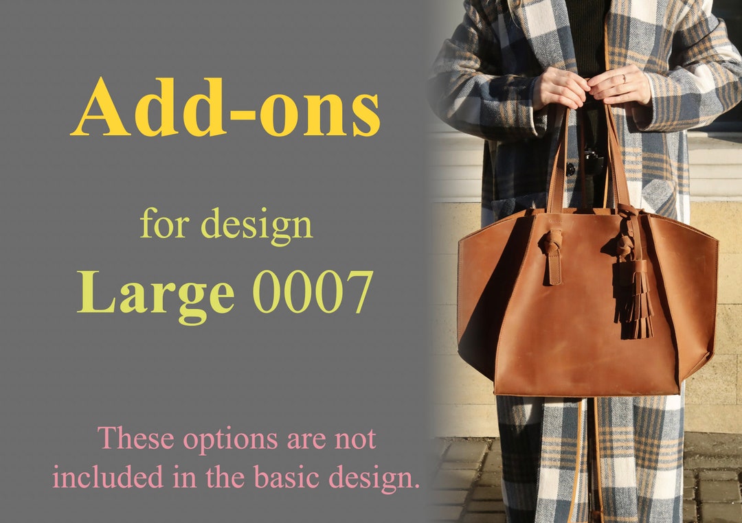 Add-ons for Design Large Leather Tote No.0007 / Your Customized Order ...