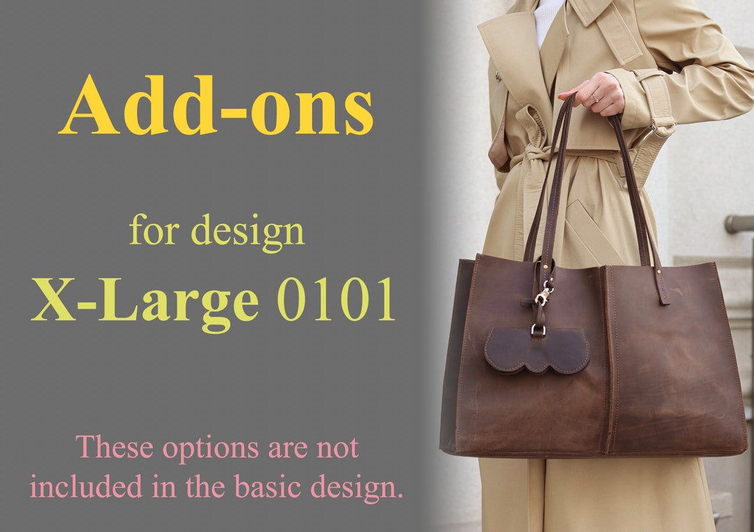 Add-ons for Design Extra Large Leather Tote No.0101 / Your Customized ...
