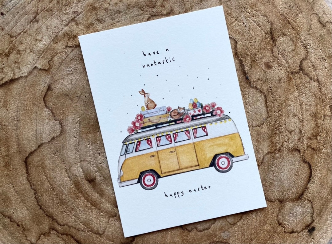 Postcard Easter VW Bus Van Bulli - Etsy