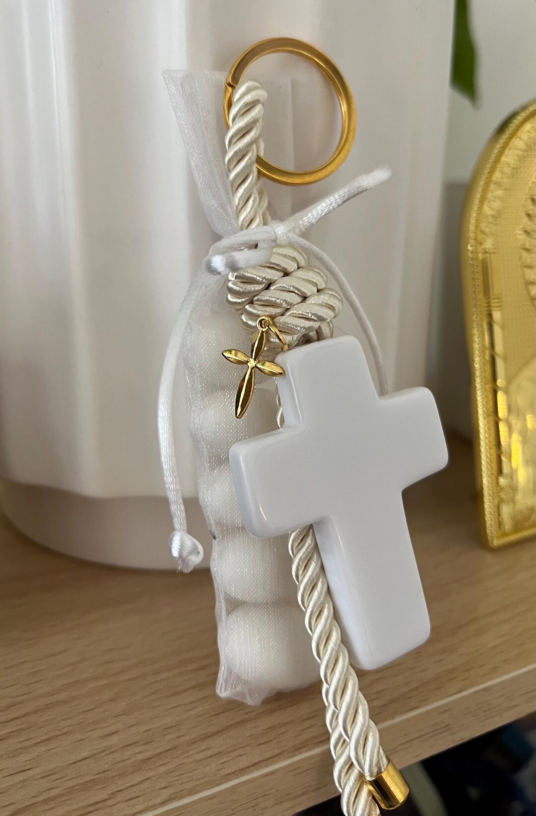 Christening Bomboniere / Favour Acrylic Cross Rope Keychain - Etsy ...