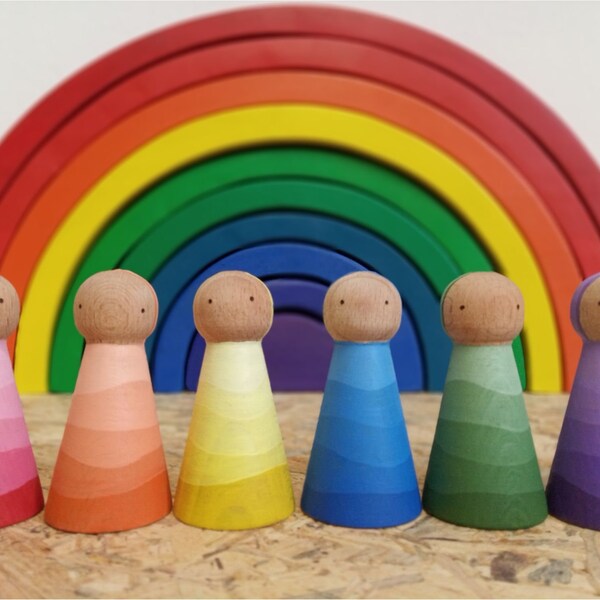 Rainbow Peg People - Etsy