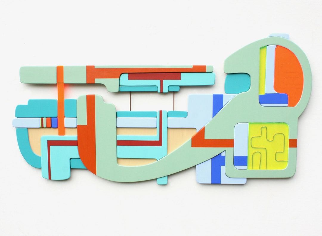 Entropic Structure Wood Wall Art: Mixed Media Sculpture - Etsy