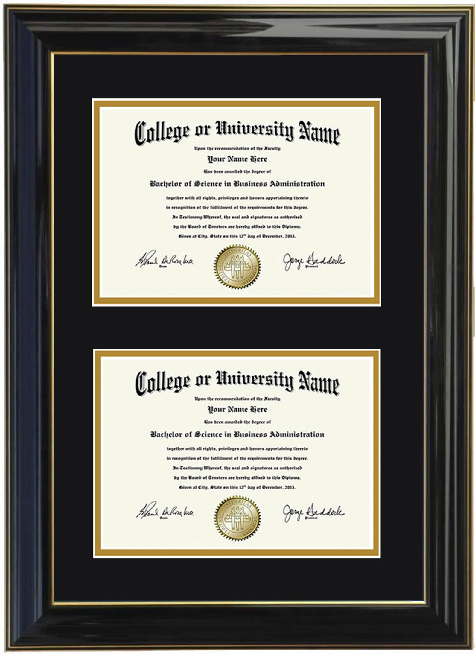 Double Diploma Frame 5x7,8x6,9x7,10x8,11x8.5,12x9,13x10,14x11,12x15 ...