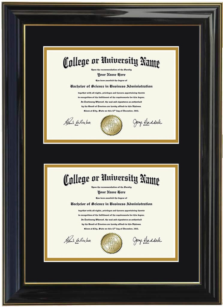 Double Diploma Frame 5x7,8x6,9x7,10x8,11x8.5,12x9,13x10,14x11,12x15 ...