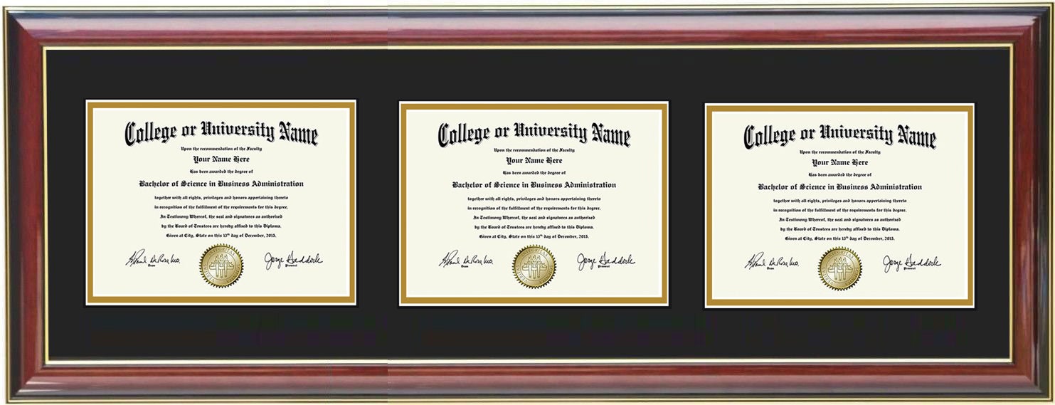 Triple Diploma Frame 5x7,8x6,9x7,10x8,11x8.5,12x9,13x10,14x11 H-F - Etsy