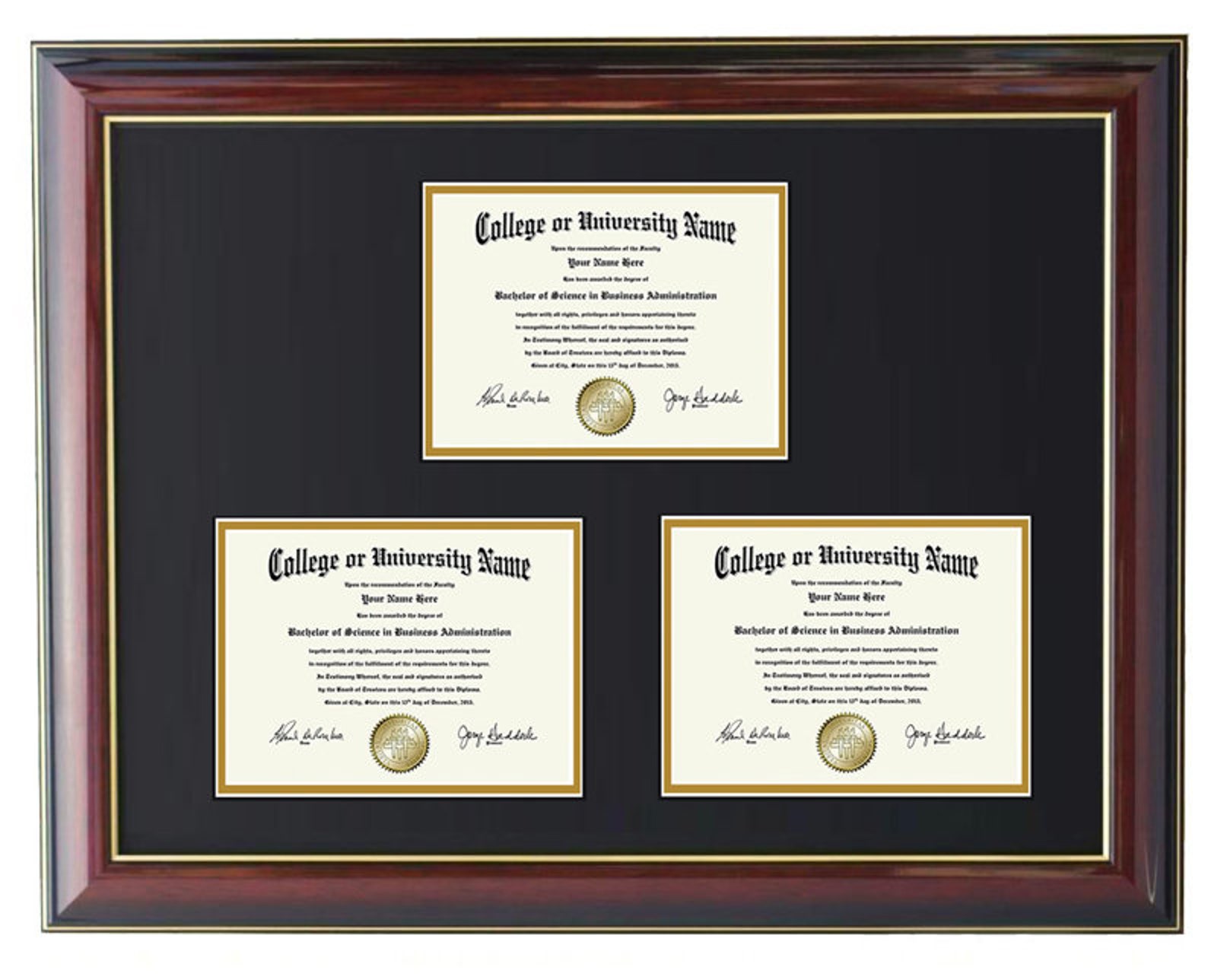 Triple Diploma Frame 5x7,8x6,9x7,10x8,11x8.5,12x9,13x10,14x11 SQ-F - Etsy
