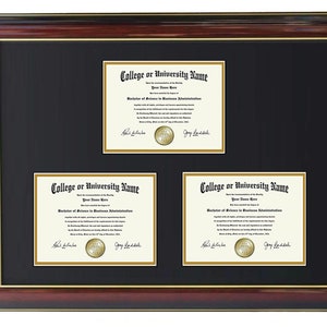 Triple Diploma Frame 5x7,8x6,9x7,10x8,11x8.5,12x9,13x10,14x11 SQ-F - Etsy