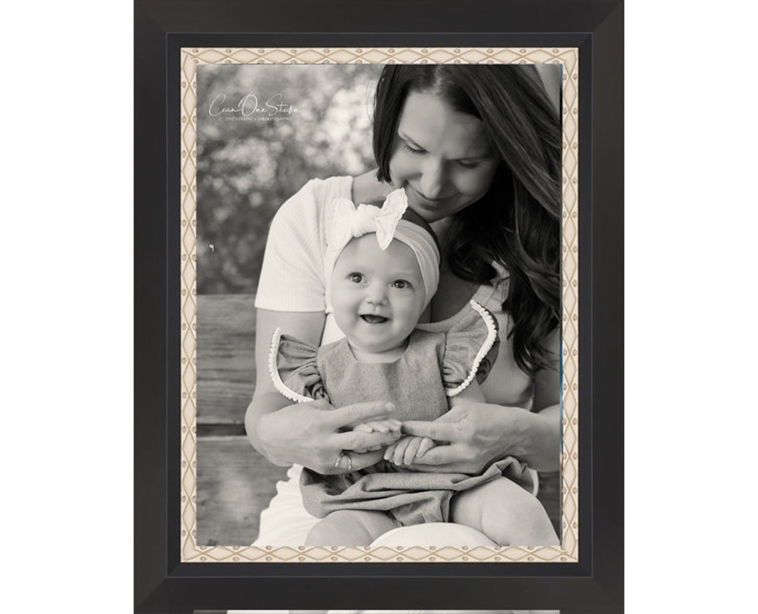 Matte Black Picture Frame, Black Photo Frame With Silver Liner Detail ...