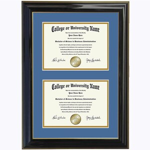 Double Diploma Frame 5x7,8x6,9x7,10x8,11x8.5,12x9,13x10,14x11,12x15,12x16,11x17 H-F B/BLU - Etsy