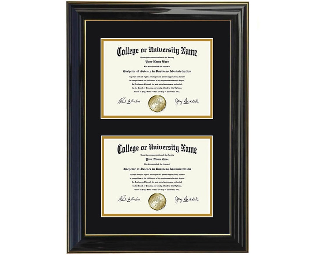 Double Diploma Frame 5x7,8x6,9x7,10x8,11x8.5,12x9,13x10,14x11,12x15,12x16,11x17 H-F B/BLK - Etsy