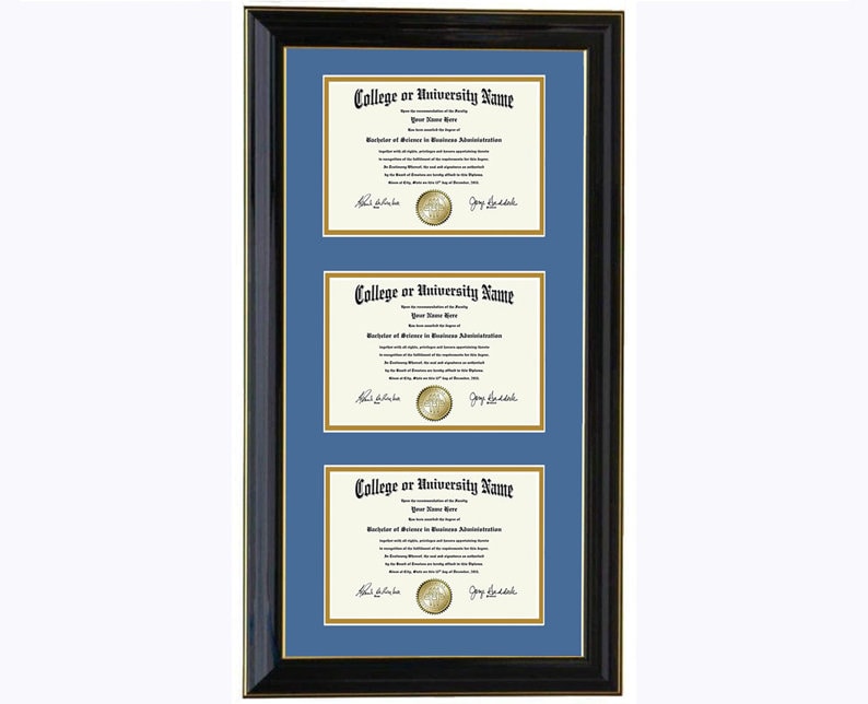 Triple Diploma Frame 5x7,8x6,9x7,10x8,11x8.5,12x9,13x10,14x11 V-F - Etsy