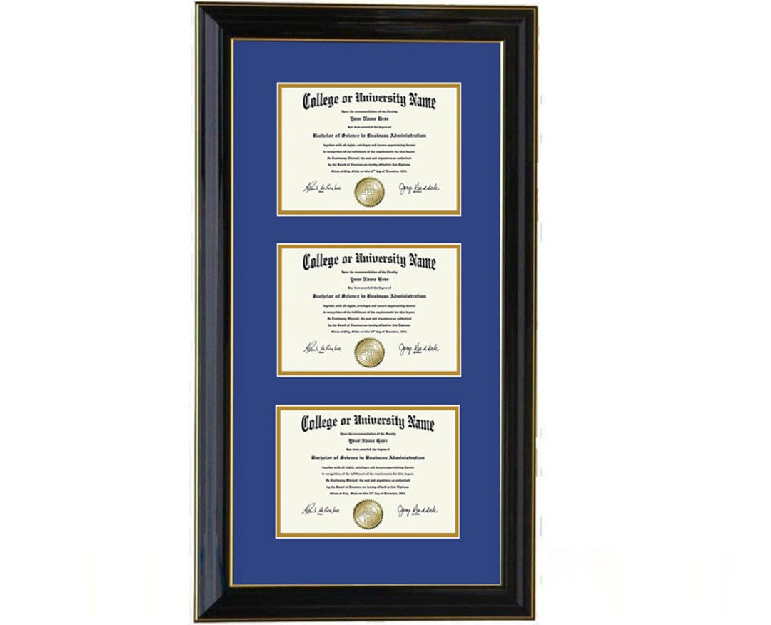 Triple Diploma Frame 5x78x69x710x811x8.512x913x1014x11 - Etsy