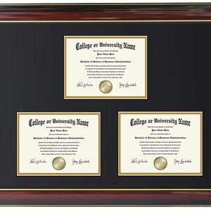Triple Diploma Frame 5x7,8x6,9x7,10x8,11x8.5,12x9,13x10,14x11 SQ-F - Etsy