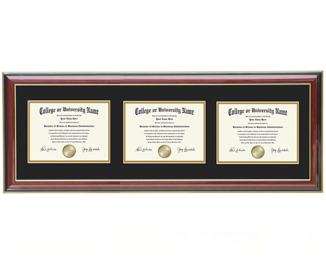 Triple Diploma Frame 5x7,8x6,9x7,10x8,11x8.5,12x9,13x10,14x11 H-F - Etsy
