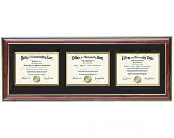 Triple Diploma Frame 5x7,8x6,9x7,10x8,11x8.5,12x9,13x10,14x11 SQ-F - Etsy
