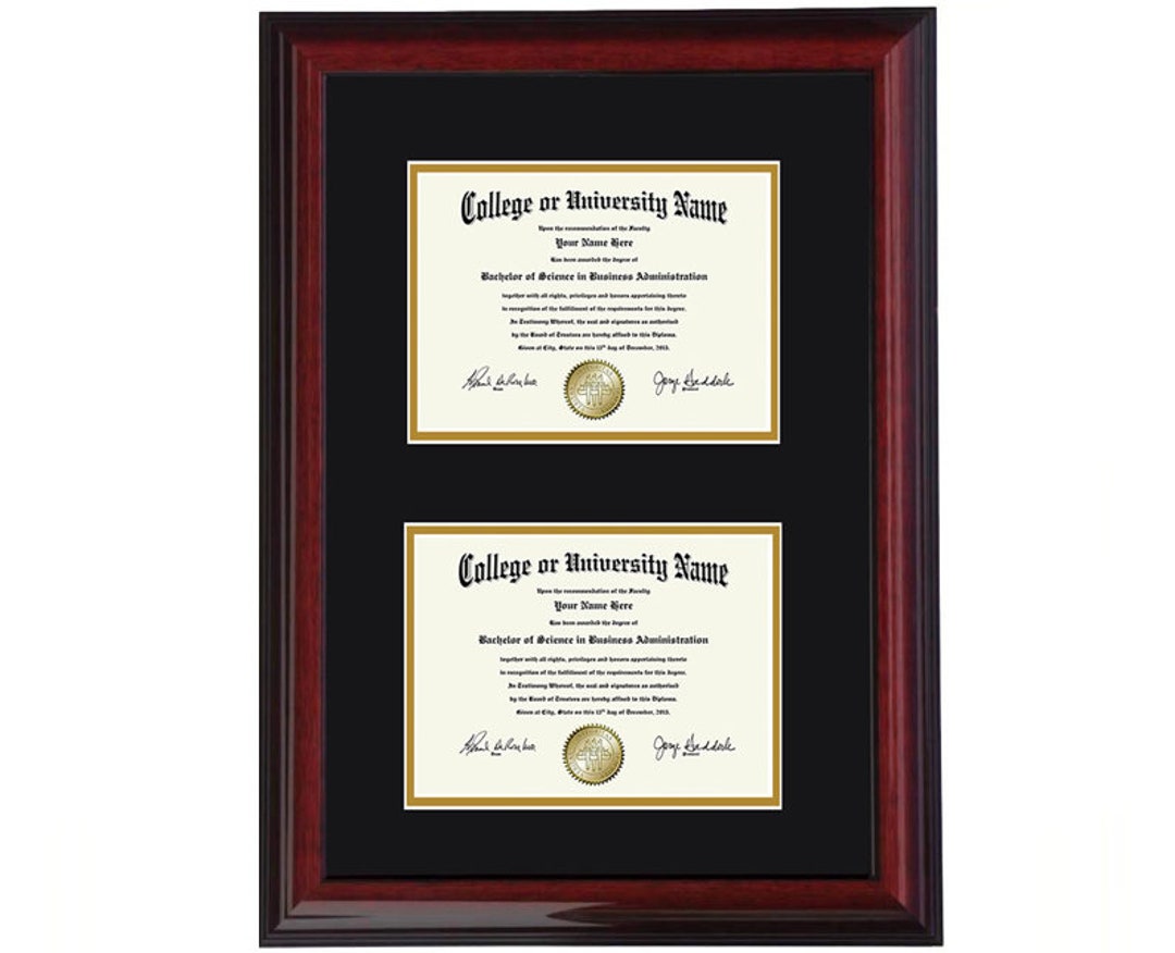 Double Diploma Frame: Wood With Glass - Various Sizes - Etsy