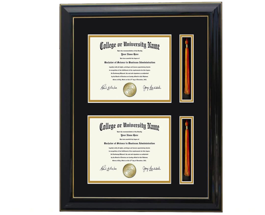 Double Diploma and Tassel Frame - Black Wood Finish - Etsy