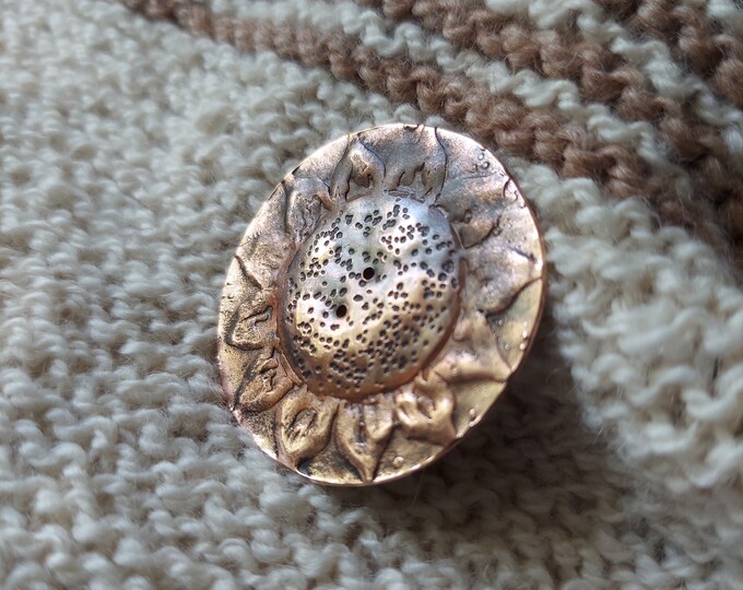 Large Sunflower Hammered Copper Button - Etsy