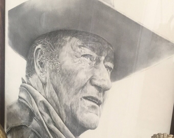 1979 Print 3 chisum Iii John Wayne Graphite Sketch Drawing by Gary ...