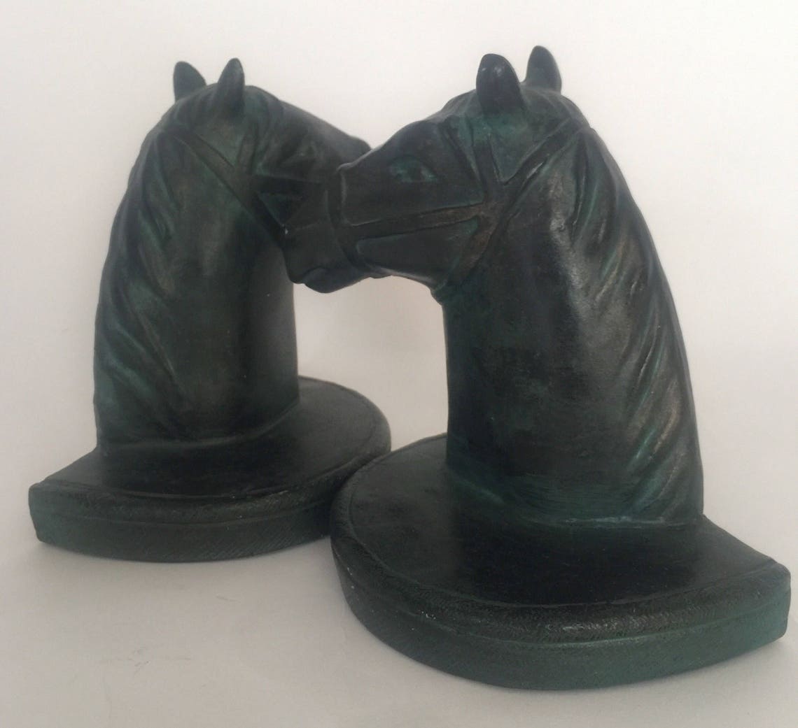 Vintage Equestrian Sculpted Book Ends Bridled Horse Bookends - Etsy