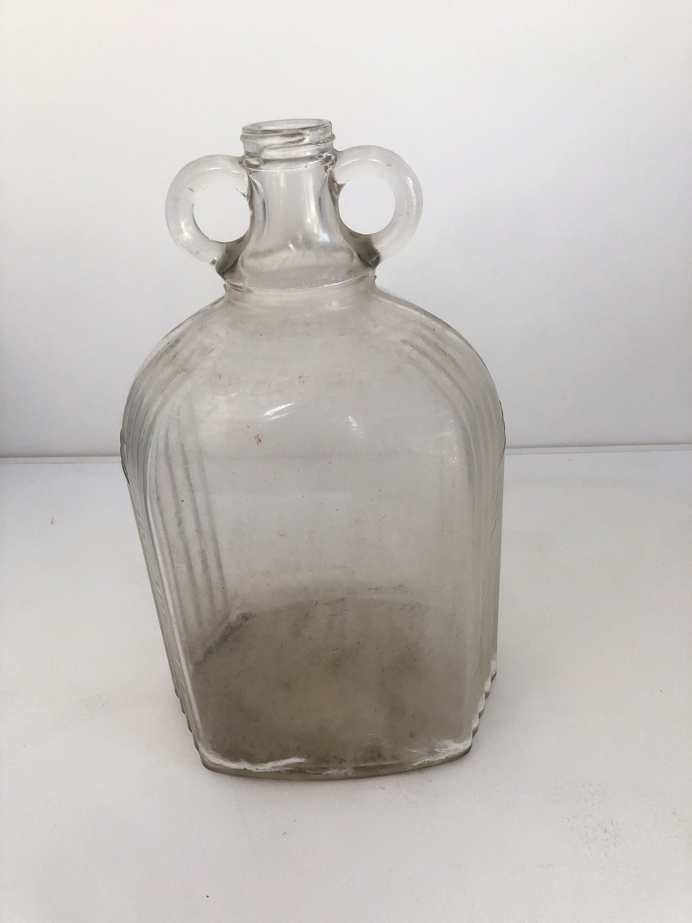 Vintage Thick Clear Glass Jug Vase With Loop Handles - Etsy
